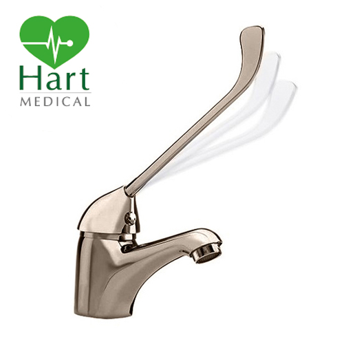 Brushed nickel finish single lever Medical Basin Tap - NotJustTaps.co.uk